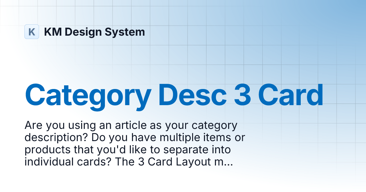 Category Desc 3 Card | KM Design System